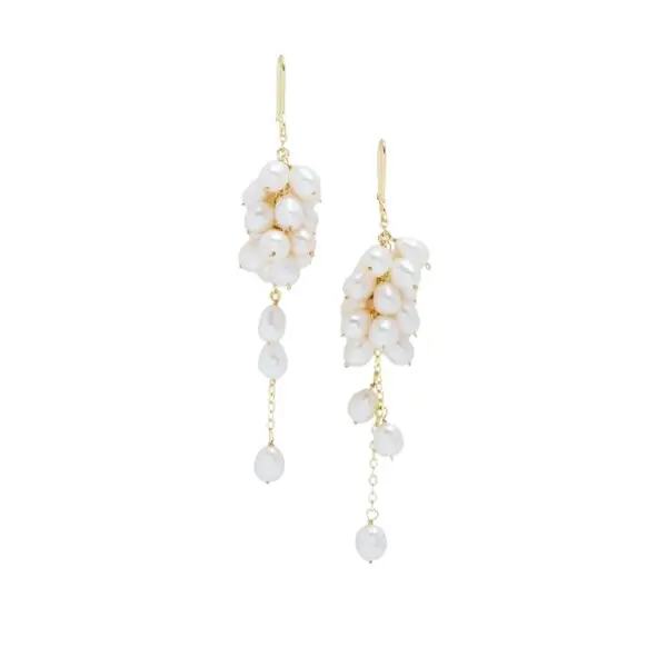 Saachi Pearl Cluster Dangle Earrings - Gold
