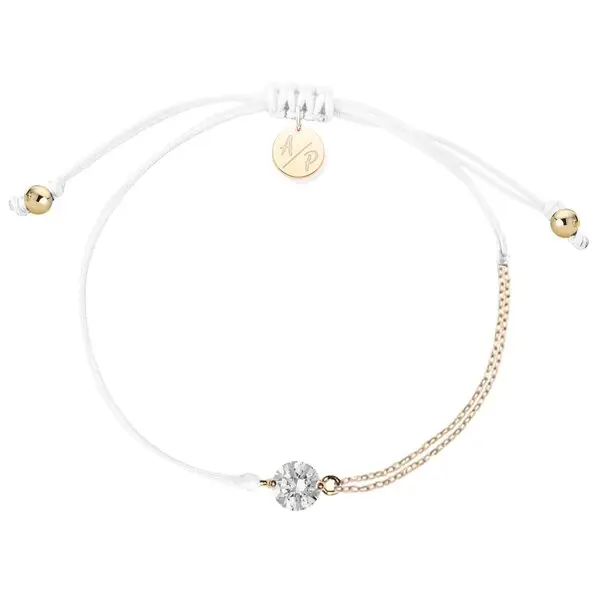 ADRIANA PAPPAS DESIGNS Cz Solitaire Bracelet On Colored Cord - White