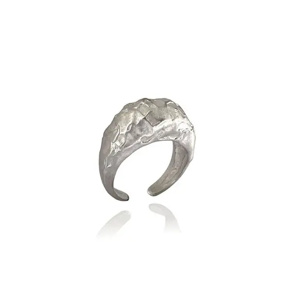 LINYA JEWELLERY Pary Amorphous Matte Oval Ring - Silver