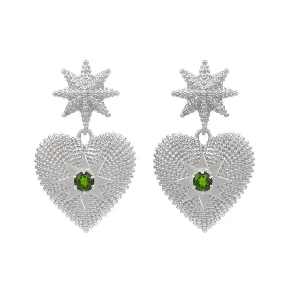 ZOË & MORGAN Brave Heart Chrome Diopside Earrings - Silver
