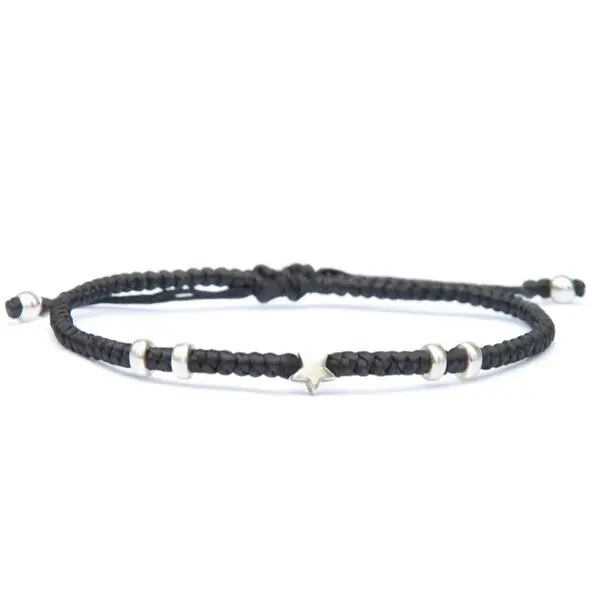 HARBOUR UK BRACELETS Minimal Star Braided Bracelet - Black