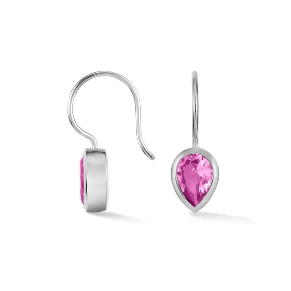DOWER & HALL Pear Quartz Earrings - Silver/pink