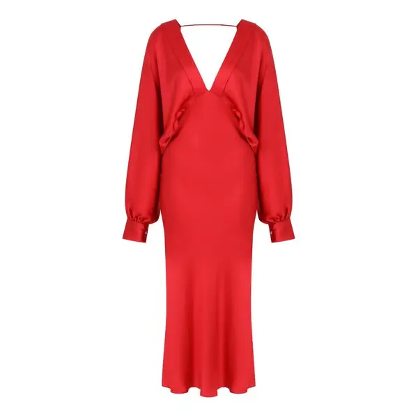 NAZLI CEREN Mila Satin Dress - Red