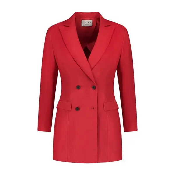 VULTO Linen Double-breasted Jacket - Red