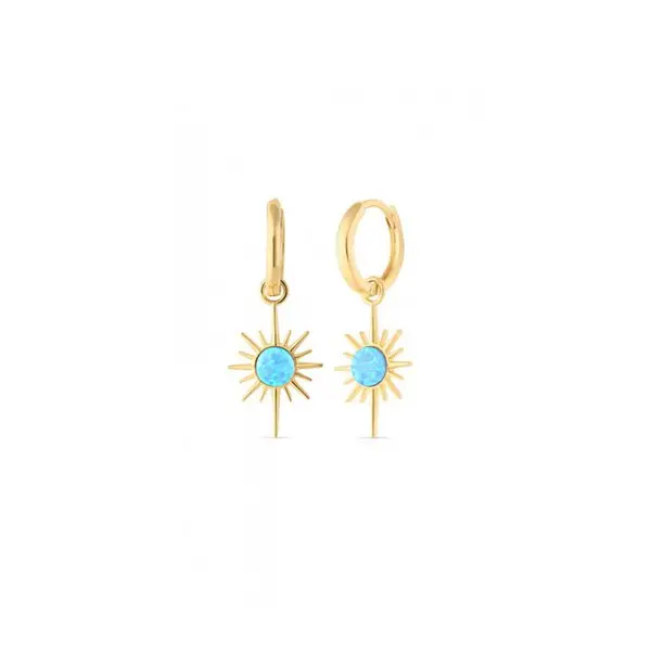 SPERO LONDON Northern Star Starburst Drop Hoop Earrings - Gold/blue