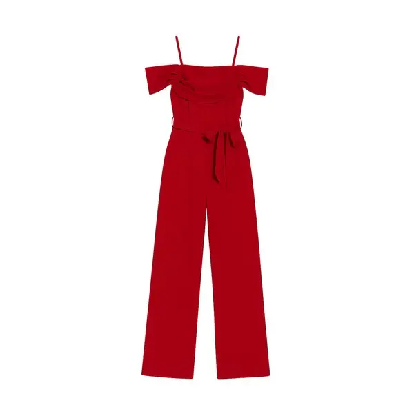 YUMI Stretch Bardot Jumpsuit - Red
