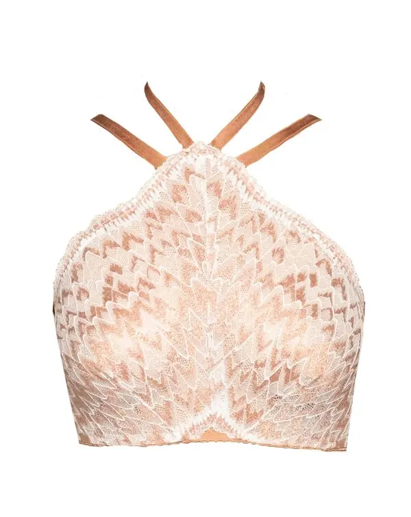CAROL COELHO Cardin Copper Metallic Halter Bralette - Rose Gold