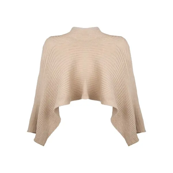 Saachi Drapey Ribbed Beige Shawl - Brown