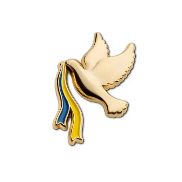 MAKE HEADS TURN Peace Dove Pin - Blue/gold/yellow