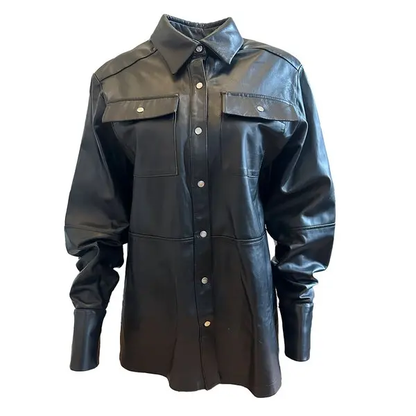GALLERIADELE Lamb Leather Oversized Shirt