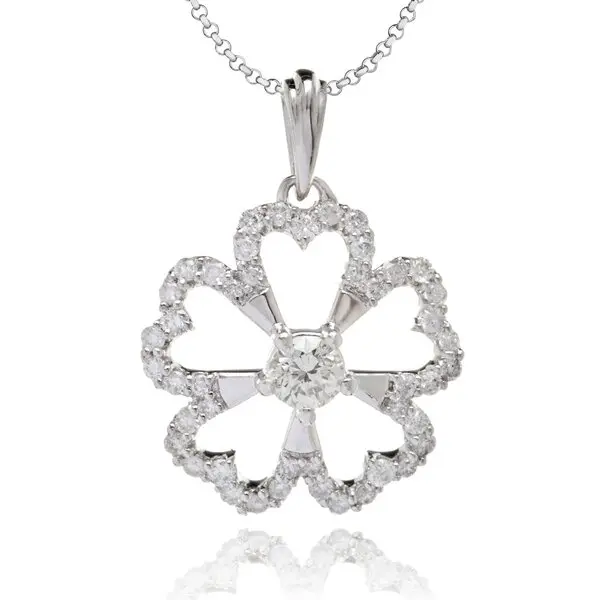 KAIZARIN Diamond Studded Flower Pendant - White