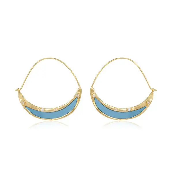 RARE MATTERS JEWELRY Crescent Gemstone Hoops Earrings