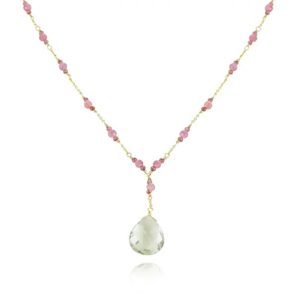 MOUNIR LONDON Amethyst Drop Y Neck Necklace - Green