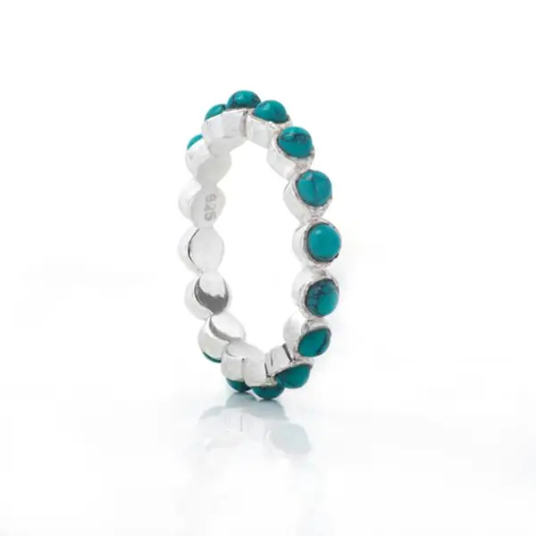 THE JEWELLERY STORE LONDON Turquoise Gemstone Band In Sterling Silver - Blue/silver