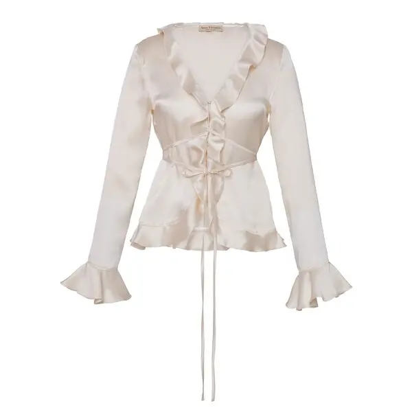 ANSE VICTORIN Silk-satin Lily Blouse - White