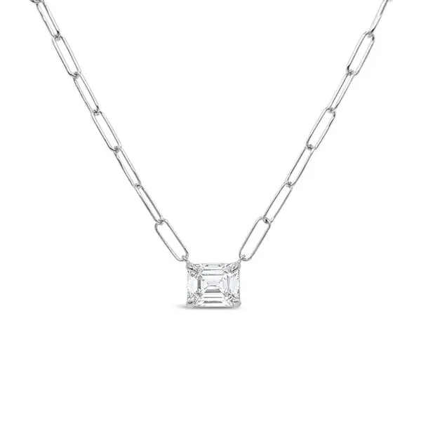 LUTIRO Paperclip Chain Necklace With Zirconia Pendant