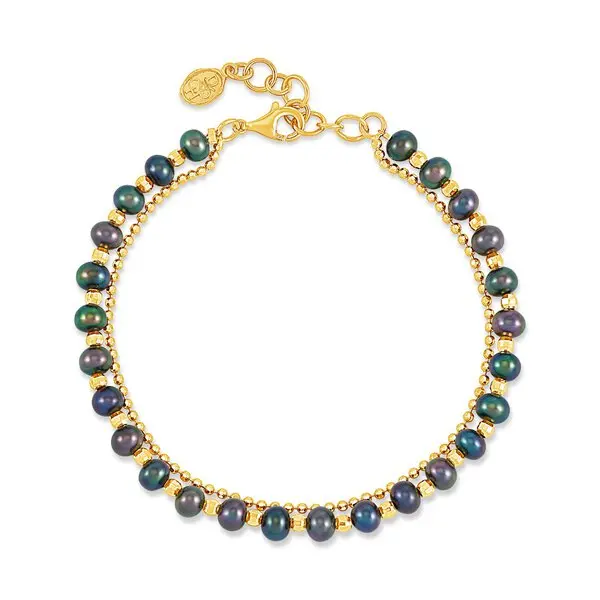DOWER & HALL Peacock Freshwater Pearl Bracelet In Vermeil - Gold