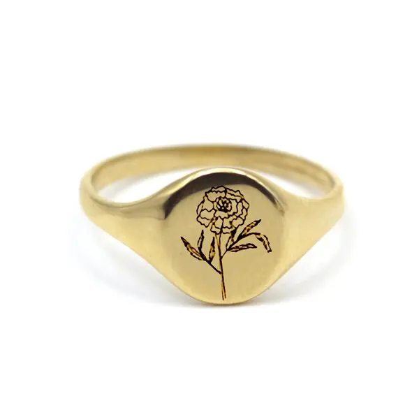 VICSTONENYC FINE JEWELRY Mari Flower Signet Ring - Gold