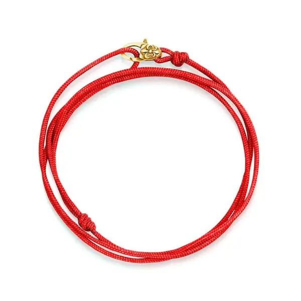 NIALAYA JEWELRY Wrap-around String Bracelet With Sterling Silver Gold Plated Lock - Red