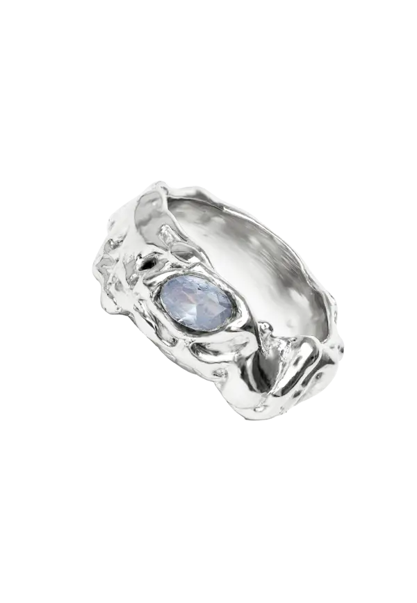 LAVANI JEWELS Judy Aquamarine Silver Ring - Blue/silver