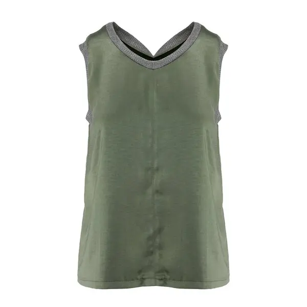 SILVIA SERBAN Reversible Satin Top - Green