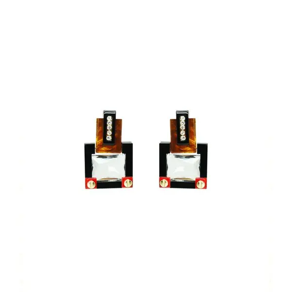 GISSA BICALHO Rectangular Acrylic Stone Dangle Earrings - Brown