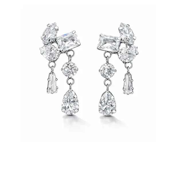 MAISON DE GALA Mixed-cut Crystal Drop Earrings - Silver