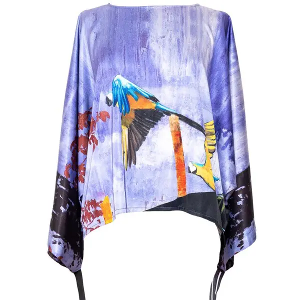 ARTISTA Parrot Print Blouse - Black