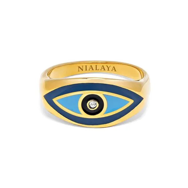 NIALAYA JEWELRY Evil Eye Ring - Gold