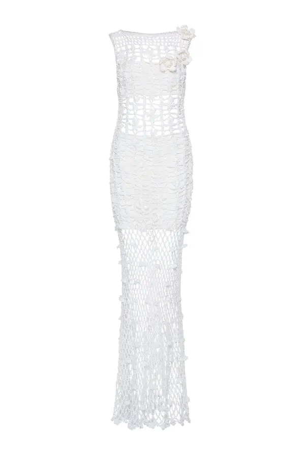 ANDREEVA Handmade Crochet Maxi Dress - White