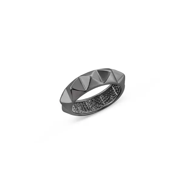 SALLY SKOUFIS Honeycomb Grande Ring With Premium Rhodium - Black