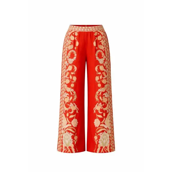 RAISHMA Sapphira Printed Wide-leg Trousers - Orange