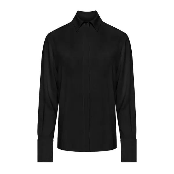 MANDRAGORA Linen And Viscose Long Shirt - Black