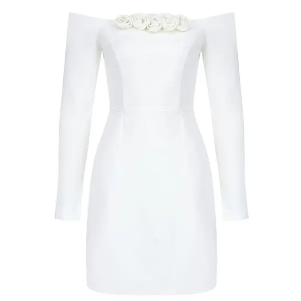 HERFETCH Mini Crepe Dress With Rose Detail