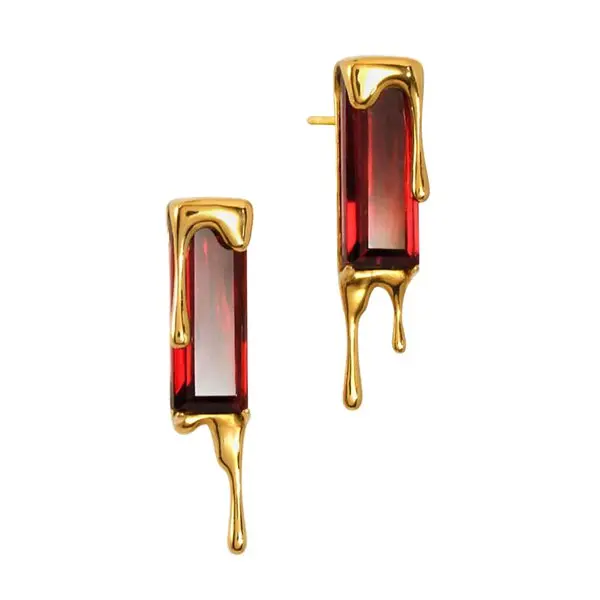 MARIE JUNE JEWELRY Dripping Gemstone Vermeil Earrings - Gold