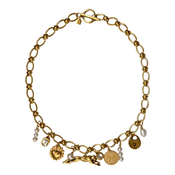SCCOLLECTION Lola Gold Charm Necklace - Gold/white