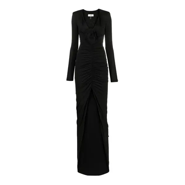 NISSA Floral-detailed Maxi Dress - Black