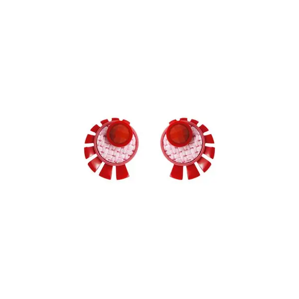 GISSA BICALHO Acrylic Earrings With Glass Stone And Raffia Straw - Pink