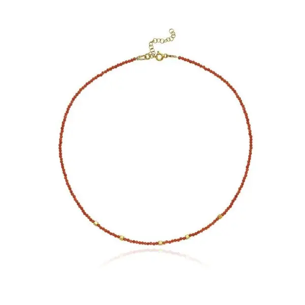 LINYA JEWELLERY Mira Coral Ball Necklace - Red