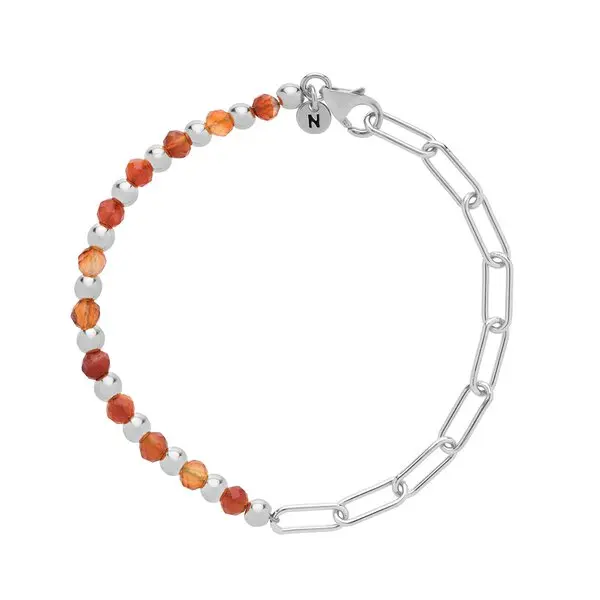 NELLOU JEWELLERY Carnelian Gem Shine Bracelet - Silver