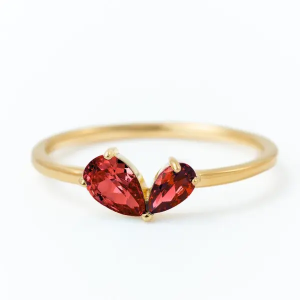 BELINDA JEWELZ Garnet Heart Toi Et Moi Birthstone Ring - Red