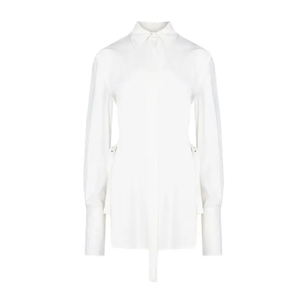 PCFG Side Pleated Shirt Dress - White