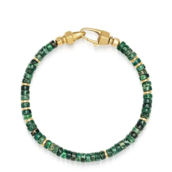NIALAYA JEWELRY Malachite Heishi Bracelet - Green/gold