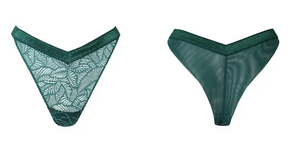 BOTT LINGERIE Soft Lace Tanga Brief La Teuf Midnight - Green