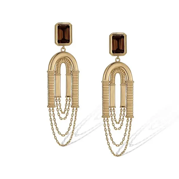 RETRO CHIC Gold / Brown Olympieion Tassels Earrings - Gold/brown