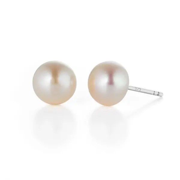 NELLOU JEWELLERY Pearl Button Stud Earrings - White