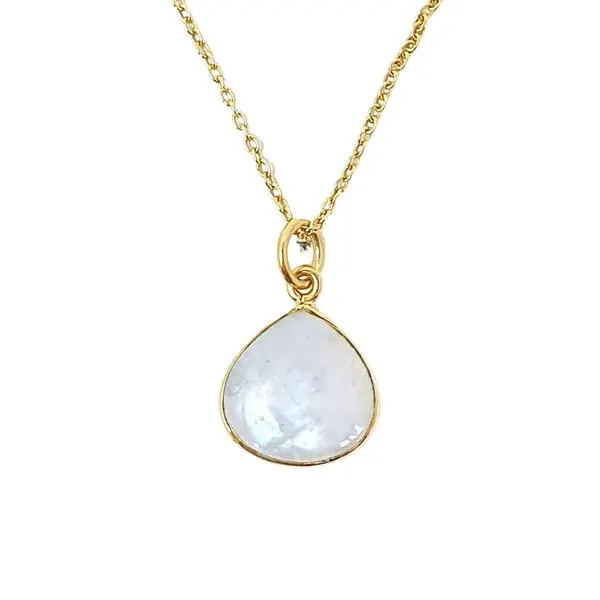 HARFI Gold Vermeil Plated Moonstone Pendant Necklace - Gold/white