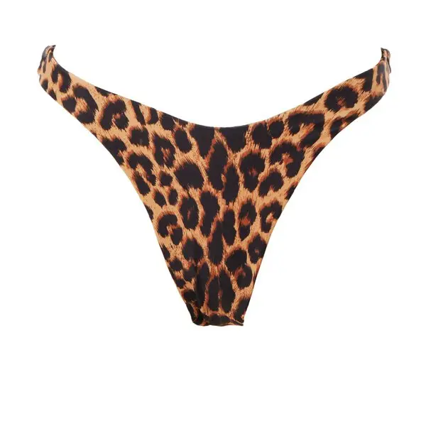 SIREN SWIMWEAR Taylor Leopard Thong Bottoms - Brown/gold