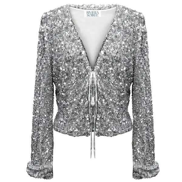 RIVIERA SOIRÉE Joyce Sequins Tie-front Jacket