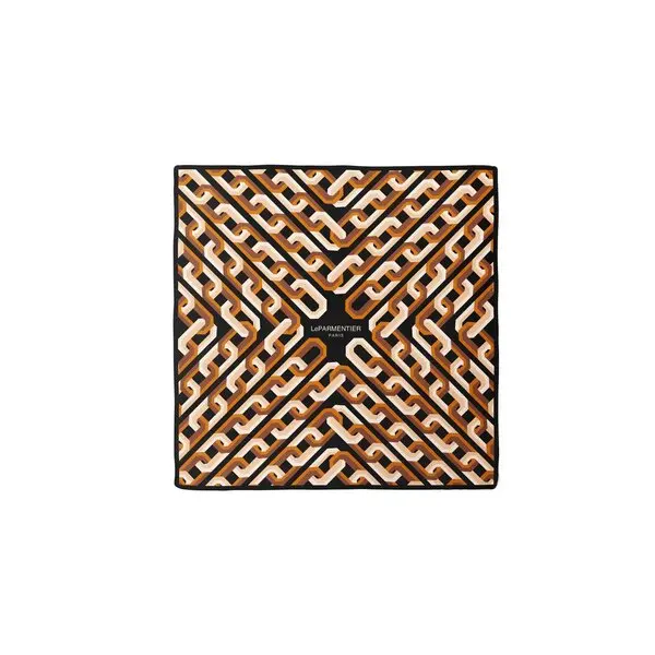 LE PARMENTIER Chain Motif Bandana Silk Scarf - Black